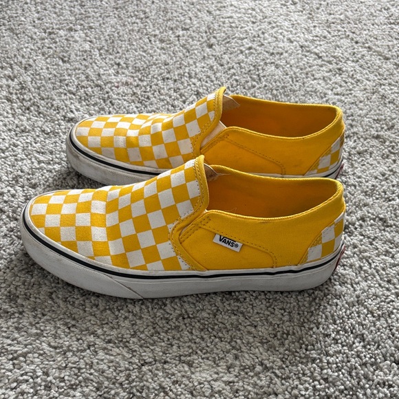 Vans | Shoes | Vans Kids Yellow And White Checkered Sneakers | Poshmark
